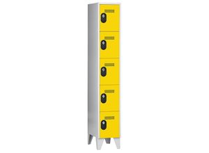 4250618238708 - Schließfachschrank Fachhöhe 320 mm HxBxT 1850 x 300 x 500 mm Abteilbreite 300 mm Korpus-   Türfarbe Lichtgrau   Zinkgelb