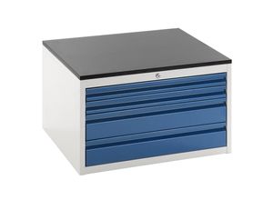 4040376926760 - Schubladenschrank mit Teleskopführungen Höhe 460 mm Schubladen 2 x 60 2 x 120 mm lichtgrau   enzianblau Breite 770 mm