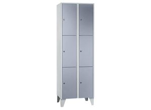 4250618249124 - Schließfachschrank 2 Abteile 6 Fächer Breite 600 mm silbergrau