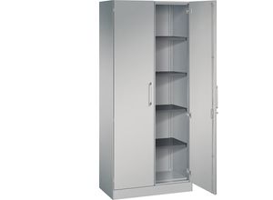 4025314232462 - Flügeltürenschrank ASISTO Höhe 1980 mm Breite 800 mm 4 Fachböden weißaluminium weißaluminium