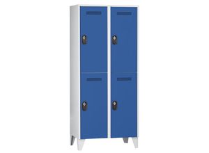 4250618246352 - Garderobenschrank Fachhöhe 820 mm HxBxT 1850 x 800 x 500 mm Abteilbreite 400 mm Korpus-   Türfarbe Lichtgrau   Enzianblau