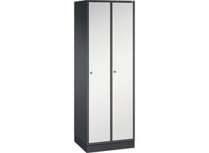 4061261120438 - C+P Garderobenschrank Intro H1950xB620xT490mm Korpus Schwarzgrau Türen Lichtgrau Abteile 2 Abteilbreite 300 Fächer 2 Zylinderschloss