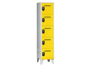 4250618246215 - Schließfachschrank Fachhöhe 320 mm HxBxT 1850 x 400 x 500 mm Abteilbreite 400 mm Korpus-   Türfarbe Lichtgrau   Zinkgelb