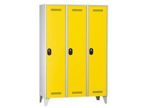 4250618246451 - Garderobenschrank Fachhöhe 1700 mm HxBxT 1850 x 1200 x 500 mm Abteilbreite 400 mm Korpus-   Türfarbe Lichtgrau   Zinkgelb