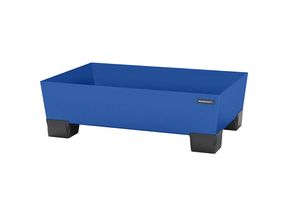 4061753007360 - eurokraft pro Stahl-Auffangwanne mit Kunststoff-Füßen LxBxH 1240 x 815 x 360 mm blau ohne Gitterrost