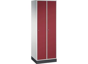 4025314649628 - C+P Garderobenschrank Intro H1950xB620xT490mm Korpus Lichtgrau Türen Rubinrot Abteile 2 Abteilbreite 300 Fächer 2 Zylinderschloss