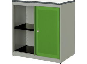 4250633331453 - mauser Schiebetürenschrank akustisch wirksam Kunststoffplatte HxBxT 830 x 800 x 432 mm 1 Fachboden weißaluminium   gelbgrün   weiß