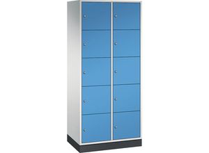 4025314712162 - INTRO Stahl-Schließfachschrank Fachhöhe 345 mm BxT 820 x 500 mm 10 Fächer Korpus lichtgrau Türen lichtblau