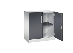 4062084550877 - Flügeltürenschrank ASISTO Höhe 897 mm Breite 800 mm 1 Fachboden lichtgrau schwarzgrau