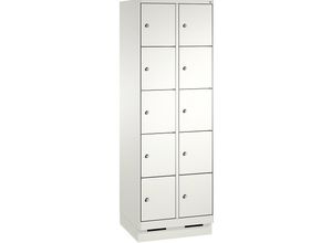 4056211573426 - EVOLO Fächerschrank mit Sockel 2 Abteile je 5 Fächer Abteilbreite 300 mm verkehrsweiß   verkehrsweiß