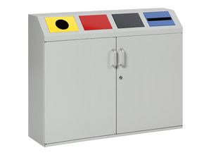 4030695214174 - eurokraft pro Wertstoffsammelschrank Volumen 4 x 50 l lichtgrau RAL 7035