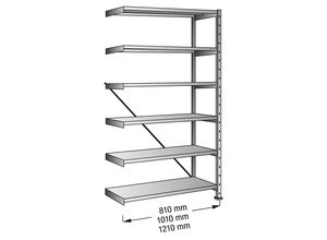 4260035214902 - CLEANA-Steckregal Anbauregal Bodenbreite 800 mm 6 Böden Bodentiefe 500 mm Fachlast 230 kg