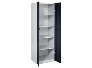 4250618228112 - Stahlschrank Breite 600 mm 4 Böden Türen tiefschwarz