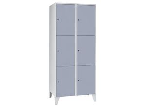 4250618249063 - Schließfachschrank 2 Abteile 6 Fächer Breite 800 mm silbergrau