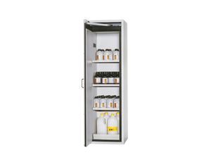 4250101101083 - asecos Feuerbeständiger Gefahrstoffschrank Typ 90 1-türig Außen-HxBxT 1968 x 600 x 615 mm grau pulverbeschichtet