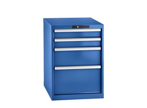 7612269043532 - LISTA Schubladenschrank Stahlblech HxB 800 x 564 mm 4 Schubladen enzianblau