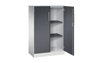 4062084798316 - Flügeltürenschrank ASISTO Höhe 1292 mm Breite 800 mm 2 Fachböden lichtgrau schwarzgrau