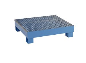 4061753035240 - eurokraft basic Auffangwanne für 60 l LxBxH 800 x 1300 x 205 mm mit Zulassung blau pulverbeschichtet mit Gitterrost