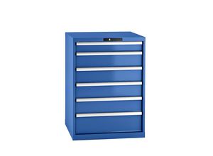 7612269043587 - LISTA Schubladenschrank Stahlblech HxB 1000 x 717 mm 6 Schubladen enzianblau