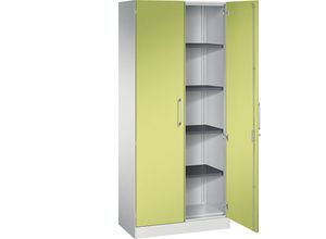 4059369555443 - Flügeltürenschrank ASISTO Höhe 1980 mm Breite 800 mm 4 Fachböden lichtgrau viridingrün