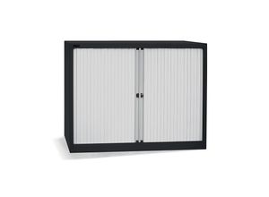 5020073412987 - BISLEY Euro-Rollladenschrank Breite 1200 mm 2 Fachböden tiefschwarz   lichtgrau