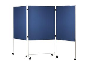 4061753003492 - EUROKRAFTbasic Moderationswand fahrbar Textilbezug blau HxBxT 1800 x 2800 x 500 mm dreiteilig