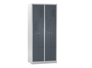 4061753004192 - eurokraft basic AMSTERDAM Z-Garderobenschrank Breite 800 mm 2 Abteile 4 Türen Türfarbe Basaltgrau Korpus lichtgrau