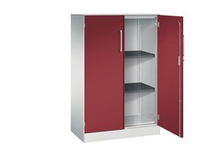 4062084798330 - Flügeltürenschrank ASISTO Höhe 1292 mm Breite 800 mm 2 Fachböden lichtgrau rubinrot