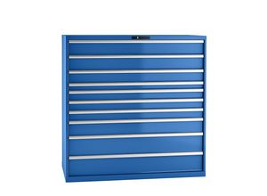 7612269043808 - LISTA Schubladenschrank Stahlblech HxB 1450 x 1431 mm 10 Schubladen Tragkraft 200 kg enzianblau