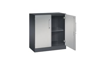 4061261630791 - Flügeltürenschrank ASISTO Höhe 897 mm Breite 800 mm 1 Fachboden schwarzgrau weißaluminium