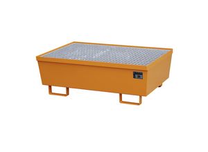 4052462017030 - eurokraft pro Stahl-Auffangwanne LxBxH 1200 x 800 x 415 mm lackiert orange RAL 2000 mit Gitterrost