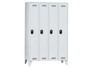 4250618239088 - Garderobenschrank Fachhöhe 1700 mm HxBxT 1850 x 1200 x 500 mm Abteilbreite 300 mm Korpus-   Türfarbe Lichtgrau   Lichtgrau