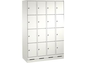 4056211575413 - EVOLO Fächerschrank mit Sockel 4 Abteile je 4 Fächer Abteilbreite 300 mm verkehrsweiß   verkehrsweiß