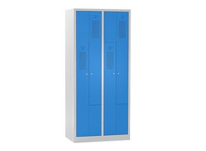 4061753004185 - eurokraft basic AMSTERDAM Z-Garderobenschrank Breite 800 mm 2 Abteile 4 Türen Türfarbe Lichtblau Korpus lichtgrau