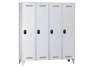 4250618246642 - Garderobenschrank Fachhöhe 1700 mm HxBxT 1850 x 1600 x 500 mm Abteilbreite 400 mm Korpus-   Türfarbe Lichtgrau   Lichtgrau