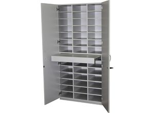 4061753011695 - eurokraft pro Sortierschrank mit Flügeltüren und Sortiertisch HxBxT 1864 x 913 x 440 mm 39 Fächer lichtgrau RAL 7035