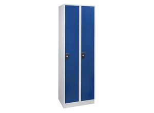 4250618243467 - Garderobenschrank 2 Abteile à 300 mm Breite lichtgrau   enzianblau