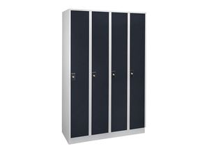 4250618244228 - Garderobenschrank 4 Abteile à 300 mm Breite lichtgrau   anthrazitgrau