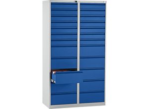 4061753004321 - eurokraft basic Schubladenschrank Stahl HxBxT 1800 x 1000 x 500 mm 24 Schubladen Schubladen enzianblau