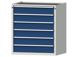 4014641094195 - Schubladenschrank BxT 910 x 675 mm Schubladentraglast 200 kg 6 Schubladen Höhe 980 mm Front enzianblau