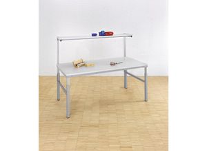 4040376342324 - Arbeitsplatz-System manuell höhenverstellbar von 650 - 1000 mm Grundtisch mit Etagenbord BxT 1500 x 500 mm RAU