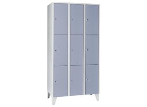 4250618249254 - Schließfachschrank 3 Abteile 9 Fächer Breite 900 mm silbergrau