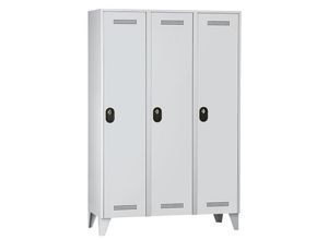 4250618246482 - Garderobenschrank Fachhöhe 1700 mm HxBxT 1850 x 1200 x 500 mm Abteilbreite 400 mm Korpus-   Türfarbe Lichtgrau   Lichtgrau