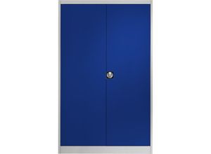 4250633301074 - mauser Stahlschrank mit Flügeltüren 4 Fachböden Breite 1200 mm lichtgrau   ultramarin Außentiefe 420 mm