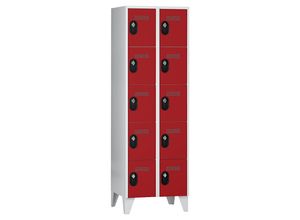 4250618238920 - Schließfachschrank Fachhöhe 320 mm HxBxT 1850 x 600 x 500 mm Abteilbreite 300 mm Korpus-   Türfarbe Lichtgrau   Feuerrot