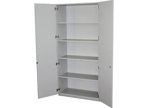 4061753011633 - eurokraft pro Flügeltürenschrank HxBxT 1864 x 913 x 440 mm 4 Fachböden lichtgrau RAL 7035 mit Doppelflügeltür