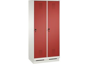 4059369412760 - EVOLO Garderobenschrank mit Sockel 2 Abteile Abteilbreite 400 mm verkehrsweiß   feuerrot