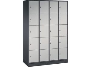 4055404442686 - INTRO Stahl-Schließfachschrank Fachhöhe 345 mm BxT 1220 x 500 mm 20 Fächer Korpus schwarzgrau Türen weißaluminium