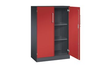 4062084798392 - Flügeltürenschrank ASISTO Höhe 1292 mm Breite 800 mm 2 Fachböden schwarzgrau feuerrot