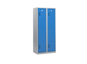 4061753006431 - eurokraft basic Garderobenschrank Breite 800 mm 2 Abteile à 398 mm mit Vorhängeschlossvorrichtung Korpus lichtgrau   Türen lichtblau